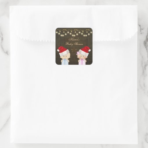 Boy & Girl Twins Christmas Baby Shower Stickers | Zazzle