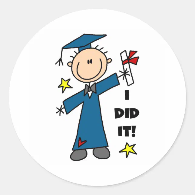 Boy Graduate Classic Round Sticker | Zazzle