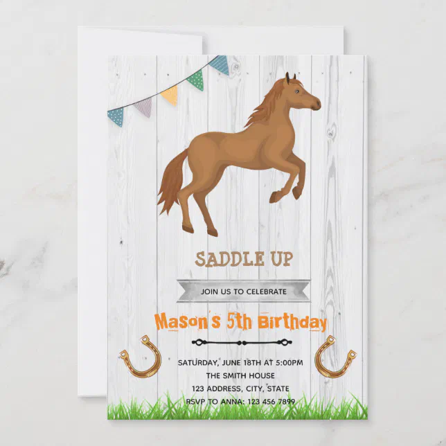 Boy horse theme party Invitation | Zazzle