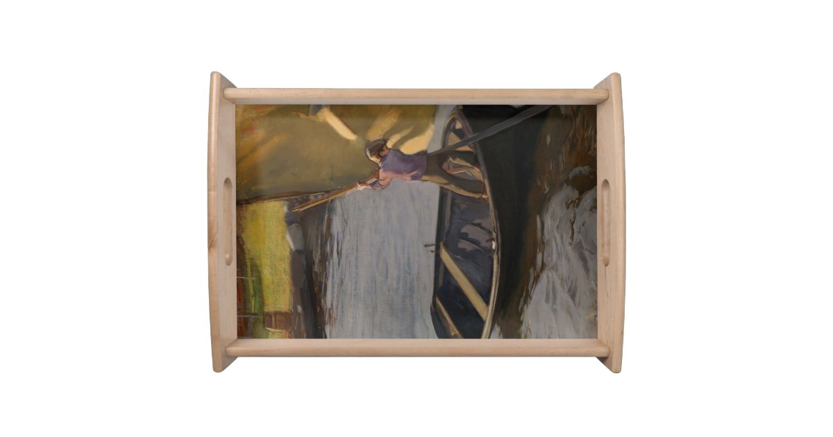 Boy in a Sailboat on the River (by Magnus Enckell) Serving Tray | Zazzle