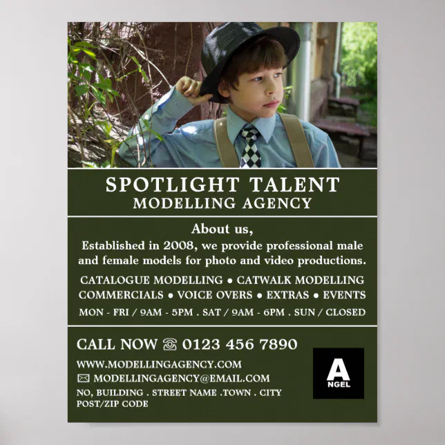 Boy in Hat, Modeling Agency, Model Agent Poster | Zazzle
