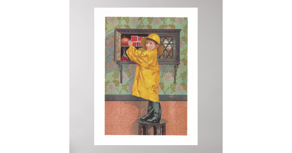 Boy in Raincoat Poster | Zazzle