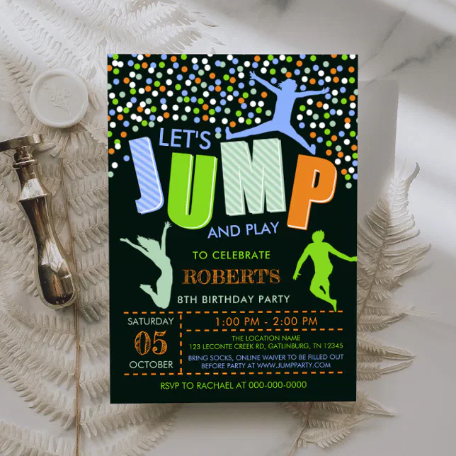 Boy Jump Birthday, Jump Trampoline Invitation | Zazzle