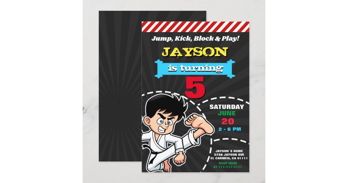 BOY KARATE KID BIRTHDAY INVITATION TEMPLATE | Zazzle