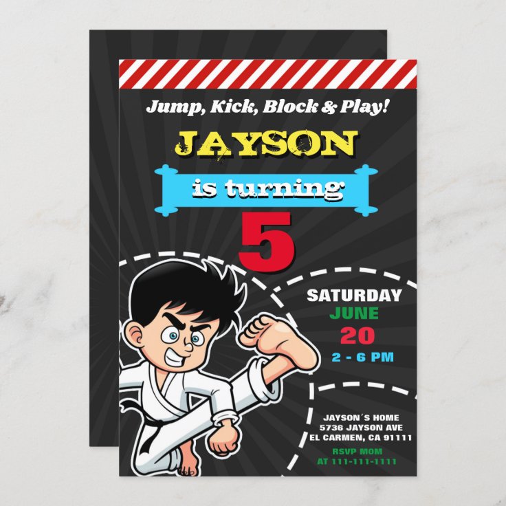 BOY KARATE KID BIRTHDAY INVITATION TEMPLATE | Zazzle