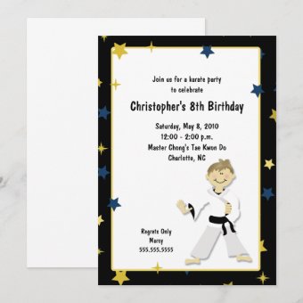 BOY KARATE MARTIAL ART BIRTHDAY PARTY INVITATION | Zazzle