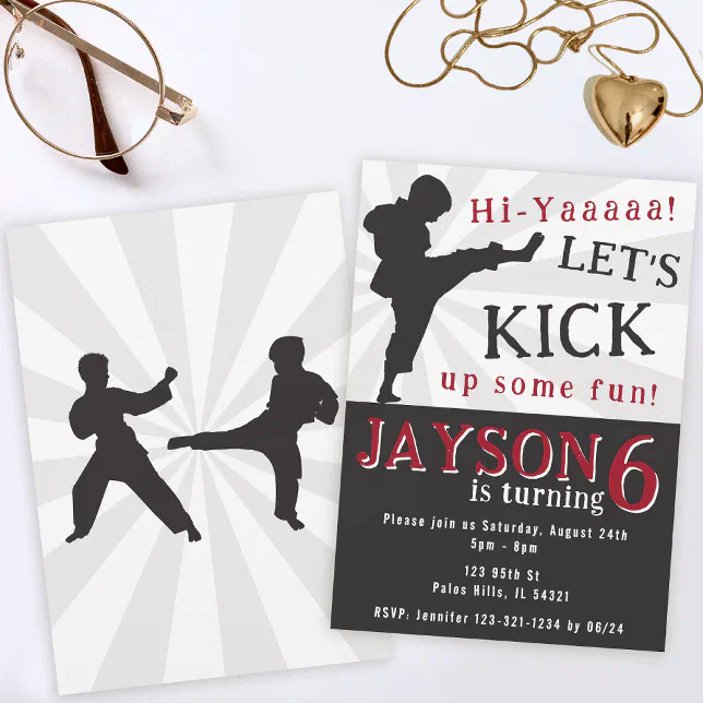 Boy karate party birthday Invitation | Zazzle