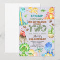 Boy little dino is turning two 2nd birthday. invitation | Zazzle