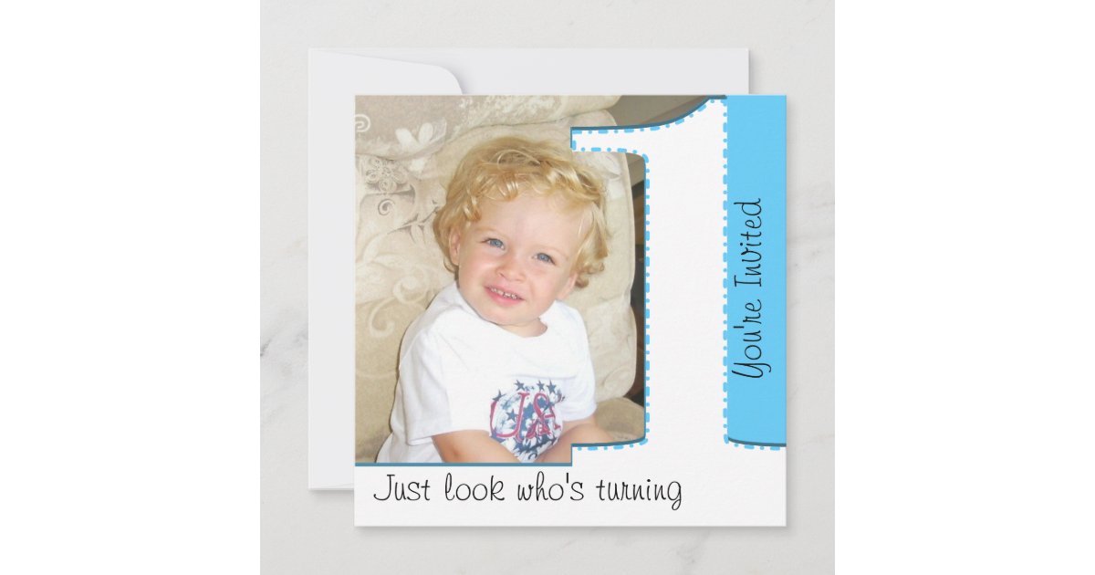 Boy Look Who's Turning 1 Birthday Invitation | Zazzle