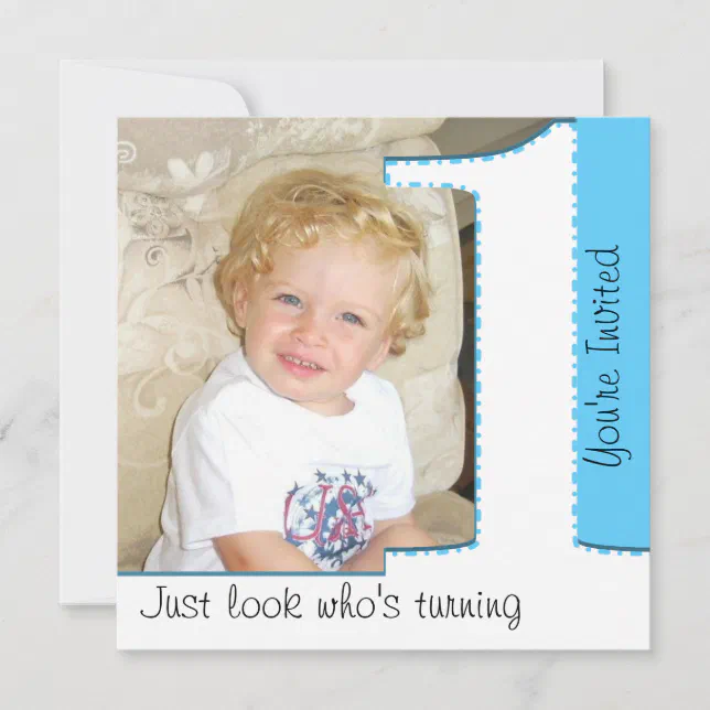 Boy Look Who's Turning 1 Birthday Invitation | Zazzle