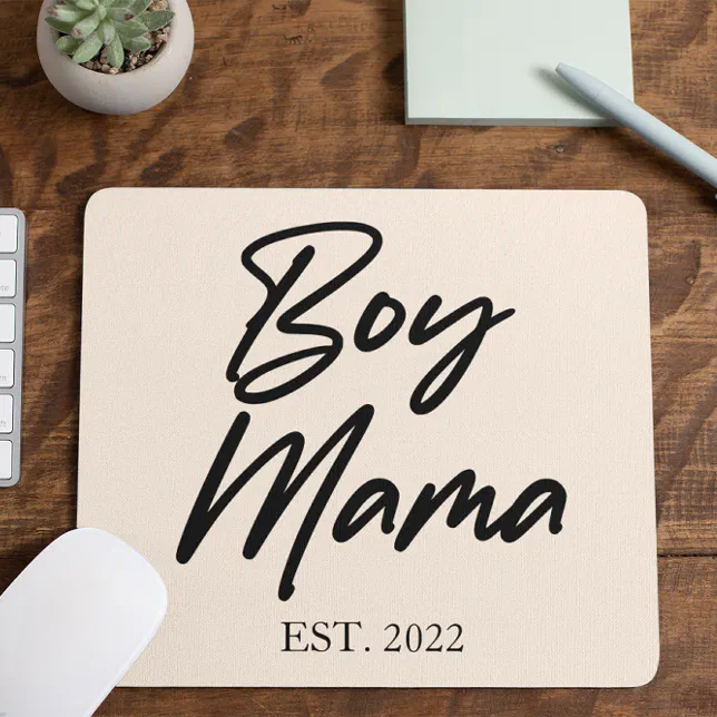 Boy Mama Custom Est. Year Minimal Mom Mother Mommy Mouse Pad | Zazzle