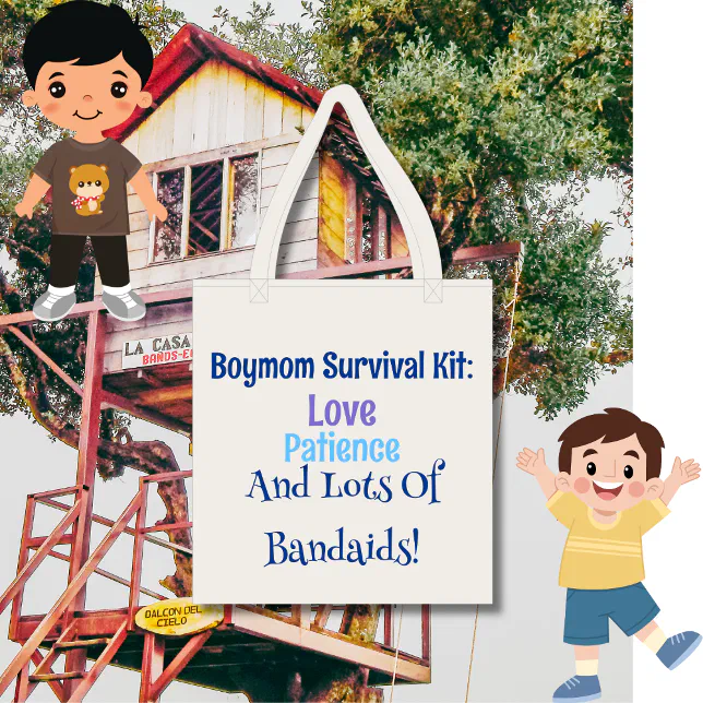 Boy Mom Survival Kit Funny Tote Bag | Zazzle