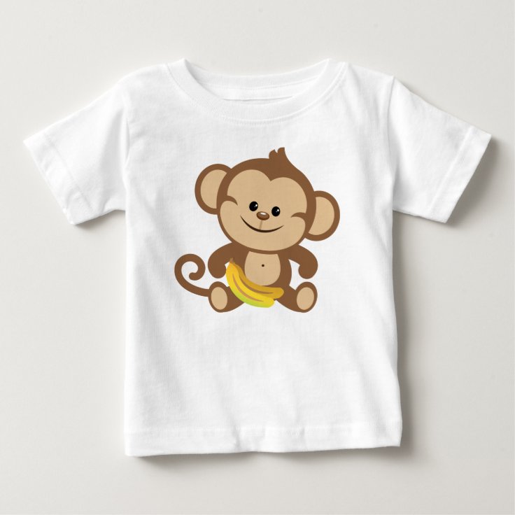 Boy Monkey With Banana Baby T-Shirt | Zazzle