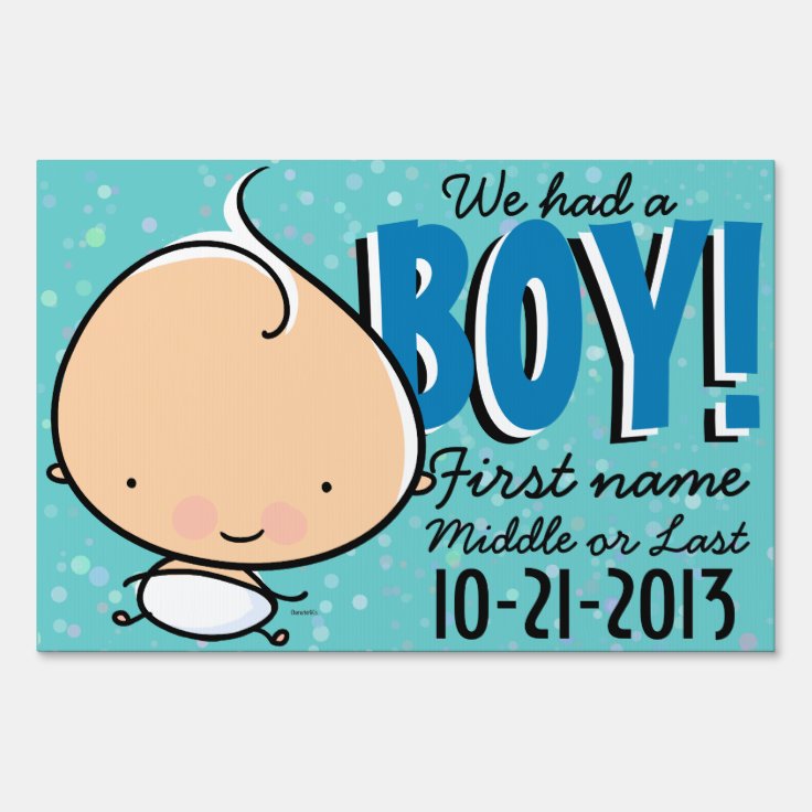 BOY! New baby announcement. Customizable Lawn Yard Sign | Zazzle