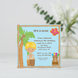 Boy on Bongo Luau Square Birthday Invitation | Zazzle