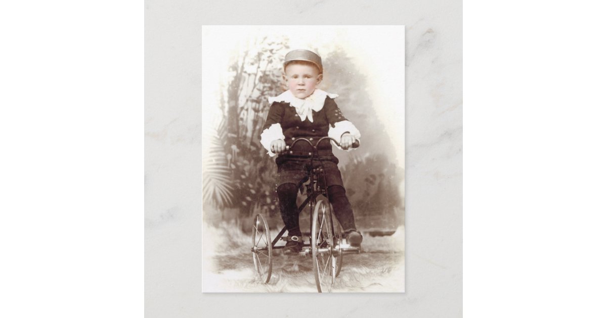 Boy on Tricycle Postcard | Zazzle
