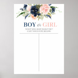 Boy or Girl chart, Guess the Gender Poster | Zazzle