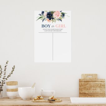 Boy or Girl chart, Guess the Gender Poster | Zazzle