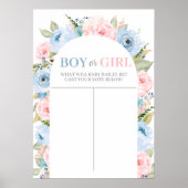 Boy or Girl floral chart, Guess the Gender Poster | Zazzle