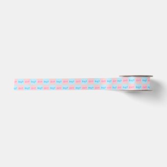 Boy or Girl Gender Reveal Satin Ribbon | Zazzle