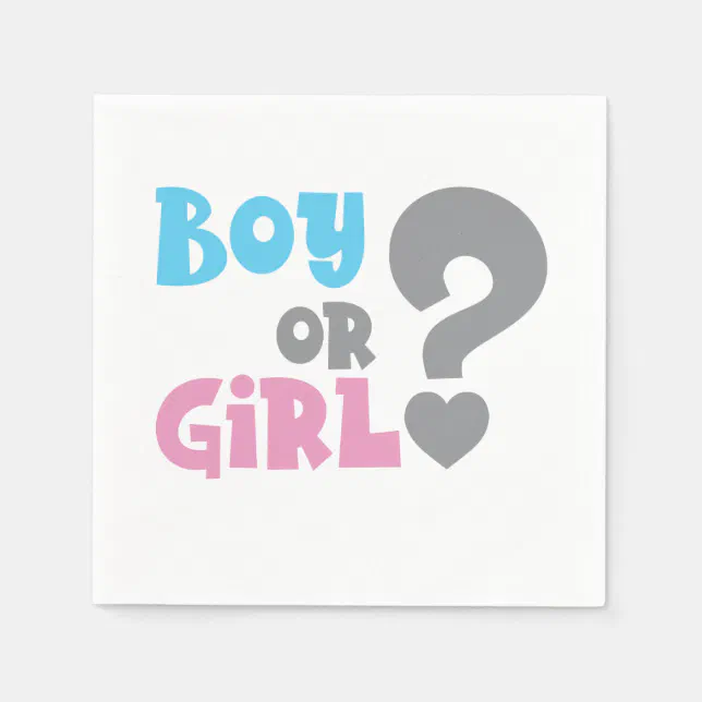 Boy or Girl Question Mark Gender Reveal Napkins | Zazzle