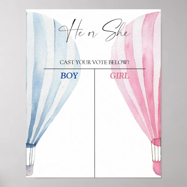 Boy or girl we know gender reveal chart | Zazzle