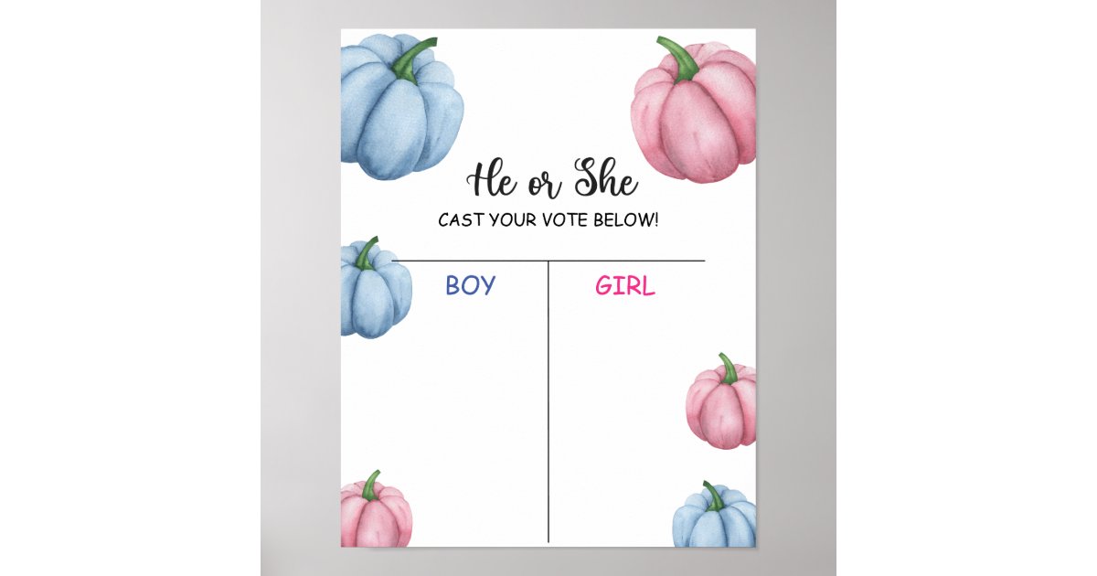 Boy or girl we PUMPKIN know gender reveal chart | Zazzle