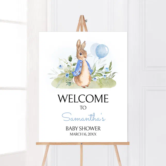 Boy Peter Rabbit Baby Shower Welcome Poster | Zazzle
