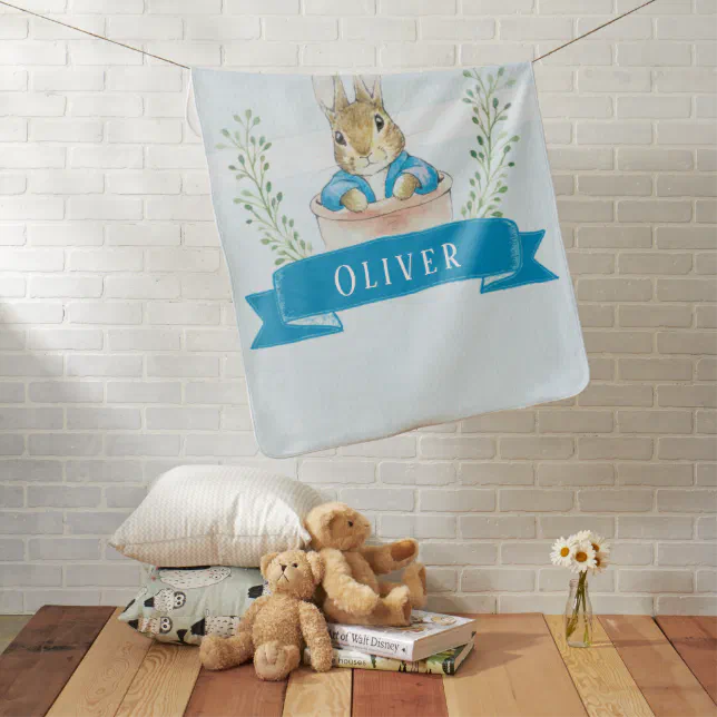 Boy Peter Rabbit Blue Custom Baby Blanket | Zazzle