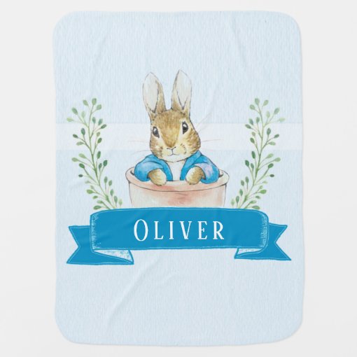 Boy Peter Rabbit Blue Custom Baby Blanket | Zazzle