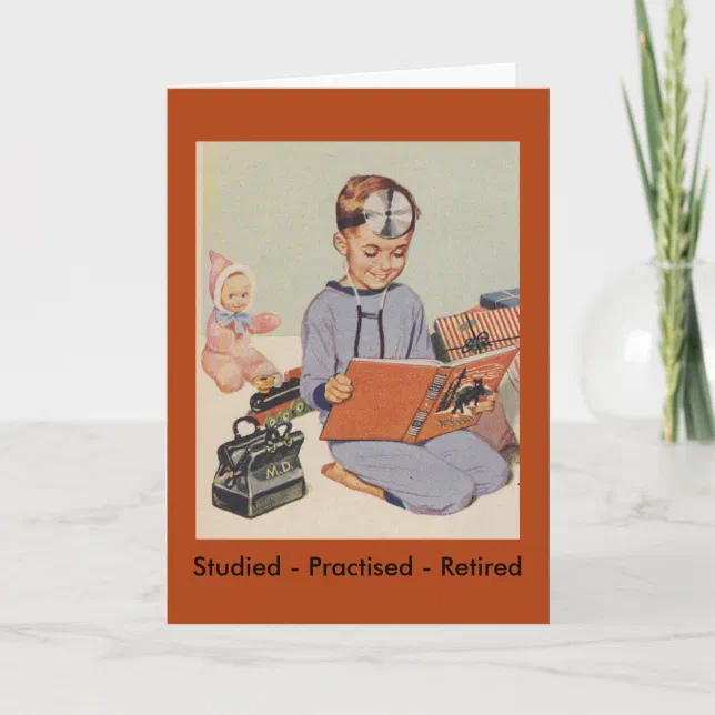 Boy playing Doctor - Retro Card | Zazzle