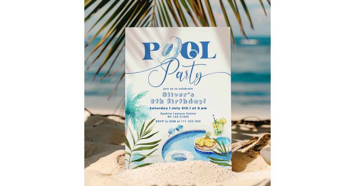 Boy Pool birthday party Invitation | Zazzle