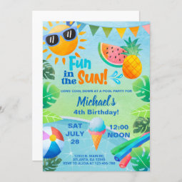 Boy pool party birthday invitation, pool bash. invitation | Zazzle