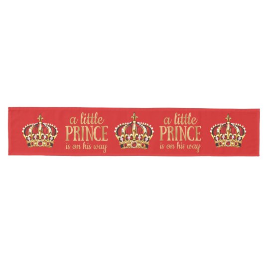 Boy Prince is on his way Royal Red Gold Crown Medium Table Runner ...