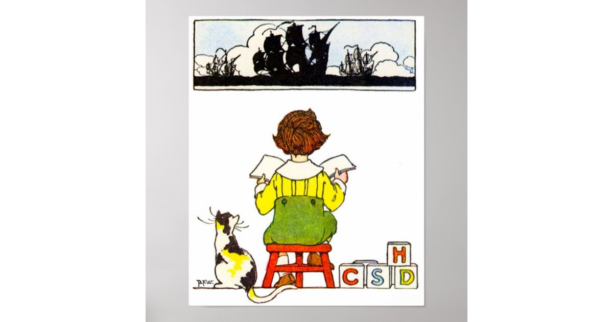 Boy Reading Poster | Zazzle