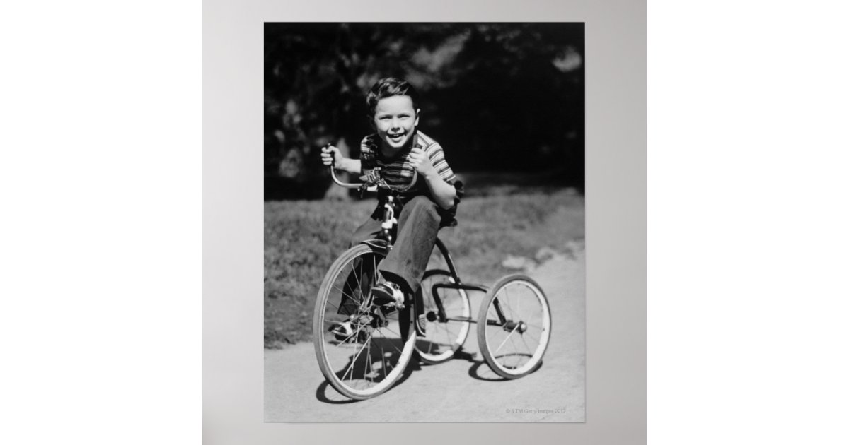 Boy Riding Tricycle Poster | Zazzle