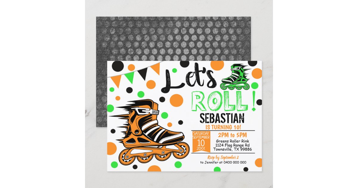 Boy Rollerblade Invitation Roller Blade Party Boy | Zazzle
