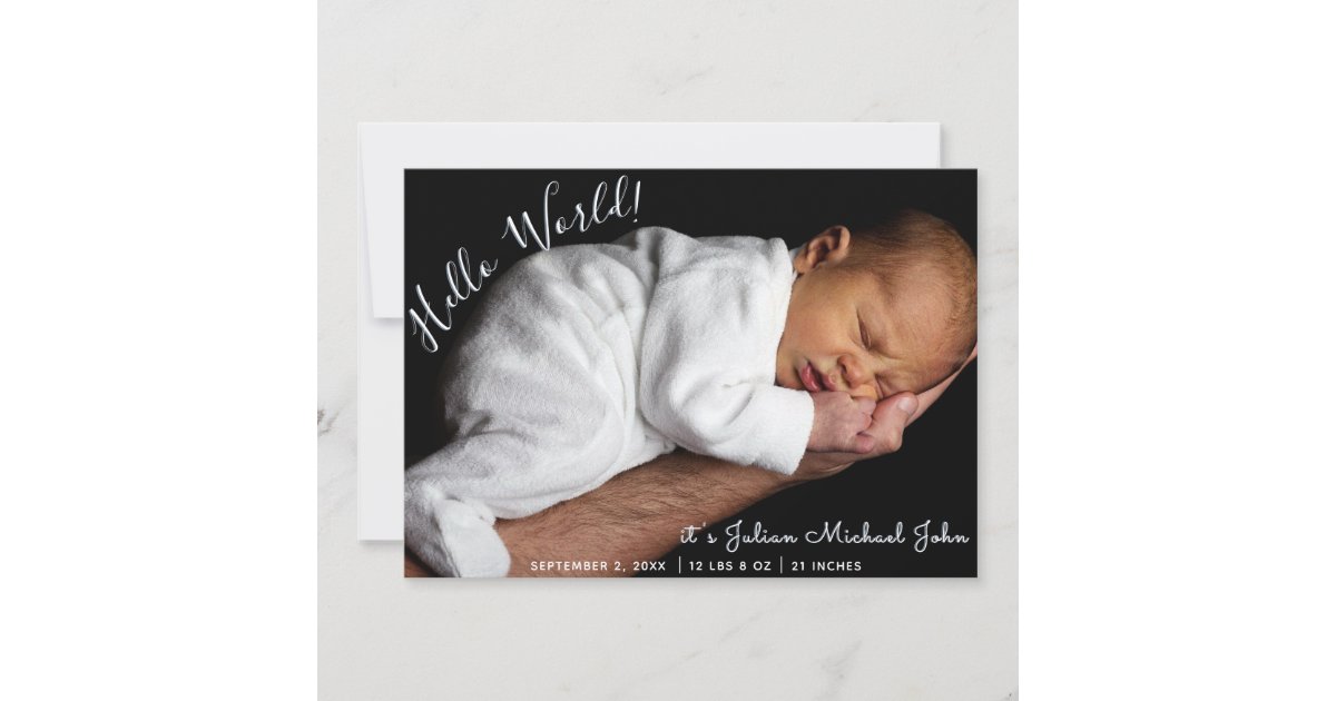 Boy Script Newborn Stats Photo Collage Birth Announcement | Zazzle
