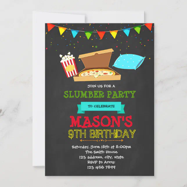 Boy sleepover party invitation | Zazzle