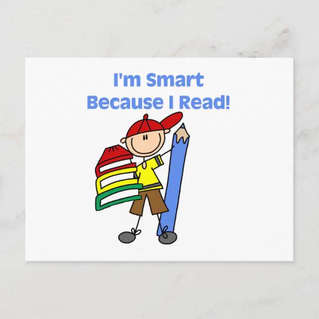Boy Smart Because I Read Postcard | Zazzle