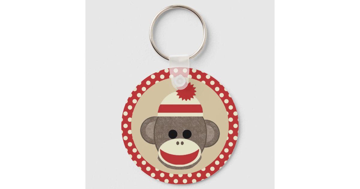 Boy Sock monkey keychain | Zazzle