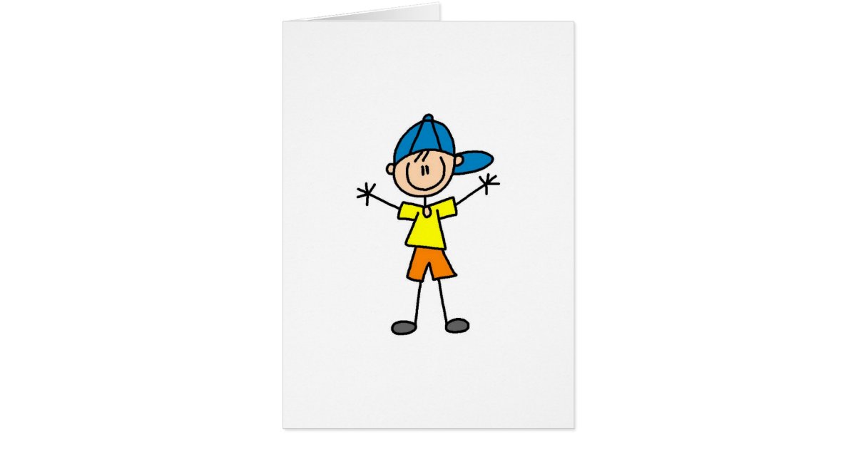 Boy Stick Figure Card | Zazzle