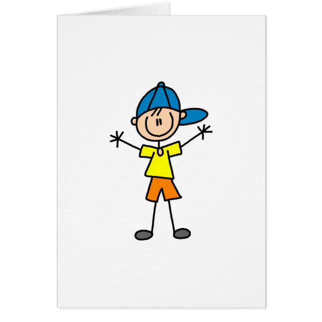 Boy Stick Figure Card | Zazzle