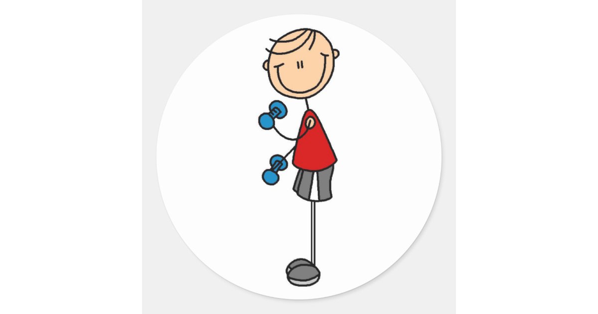 Boy Stick Figure Exercising Sticker | Zazzle