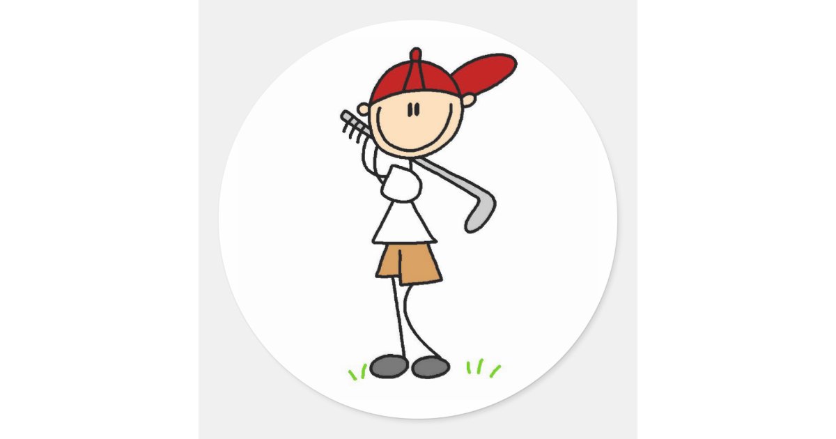 Boy Swinging His Golf Club Sticker | Zazzle