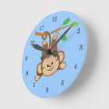 Boy Swinging Monkey Round Clock | Zazzle