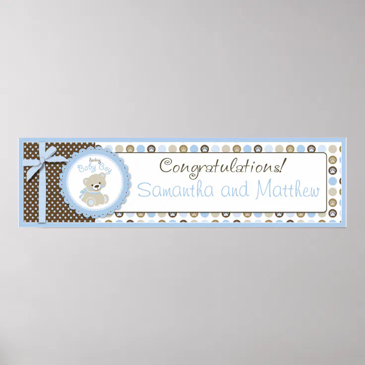 Boy Teddy Bear Baby Shower Banner Boy Poster | Zazzle