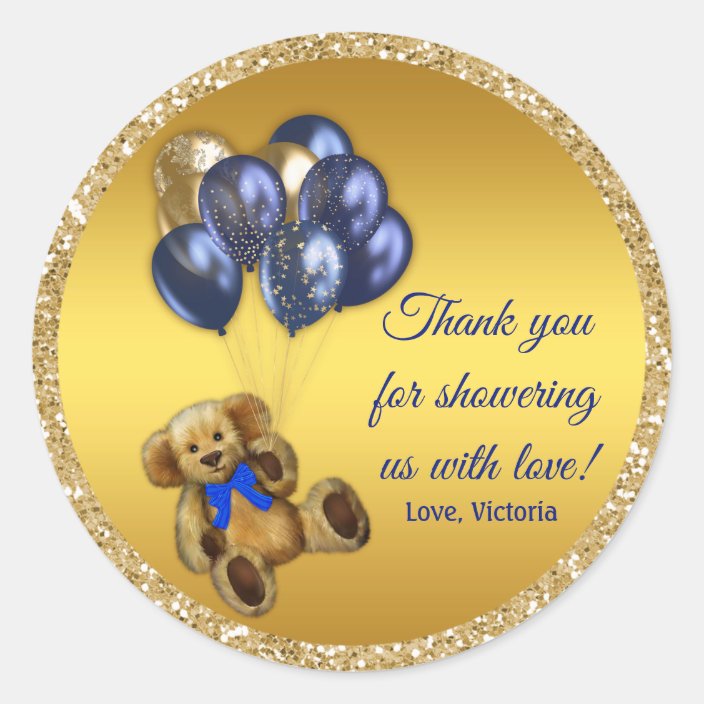 Boy Teddy Bear Baby Shower Stickers | Zazzle.com
