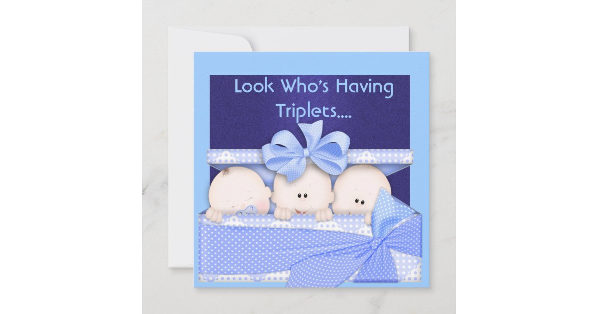 BOY TRIPLETS BABY SHOWER INVITATION | Zazzle
