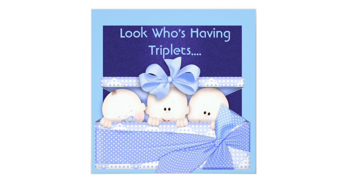 BOY TRIPLETS BABY SHOWER INVITATION | Zazzle.com